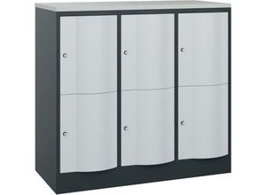 4066681256996 - Schließfachschrank Resisto 3 Abteile 6 Fächer B 1148 x T 540 x H 1077 mm Anthrazitgrau Lichtgrau