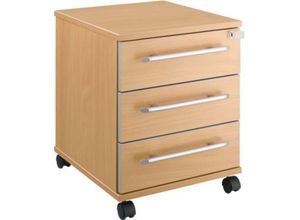 4251898810141 - Select Rollcontainer Moxxo IQ 333 3 Schübe B 410 x T 495 x H 510 mm abschließbar Buche-Dekor