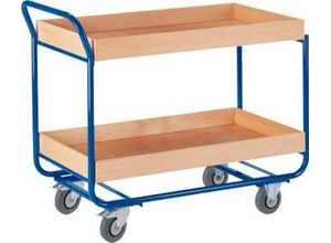 4250448501515 - Tischwagen mit 2 Etagen 775x475mm Buchedekor 80mm Rand - Rollcart