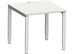 4250510843017 - Genius Schreibtisch Modena Flex Quadrat 4-Fuß Rechteckrohr B 800 x T 800 x H 650-850 mm lichtgrau weißaluminium