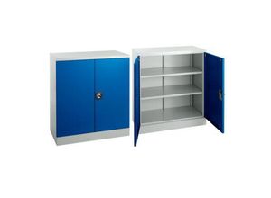 4251898828252 - Select Stahlschrank 2 OH 2 höhenverstellbare Einlegeböden Drehzylinderschloss B 916 x T 422 x H 1000 mm lichtgrau RAL 7035 enzianblau RAL 5010 2 Stück