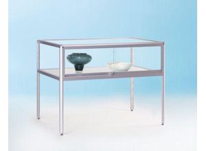4260222862527 - Tischvitrine BST Brandschutzklasse B1 1 Fach abschließbare Schiebetür B 480 x T 600 x H 1020 mm Aluminium Glas silber