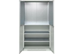 4051273792938 - Genius Materialschrank FS 5 OH abschließbar Lochrasterwände 3 Fachböden bis 450 kg B 1055 x T 520 x H 1950 mm lichtgrau lichtgrau