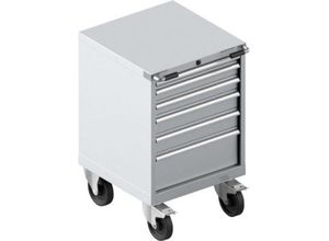 4051273656995 - Schubladenschrank mit Rollen WSK 27-27 6 Schübe bis 75 kg B 564 x T 572 x H 870 mm weißaluminium weißaluminium
