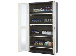 4054923055803 - Chemikalienschrank Asecos CS-CLASSIC-G Flügeltür m Glasauschnitt 4 Auszugswannen 1055x520x1950 mm reinweiß