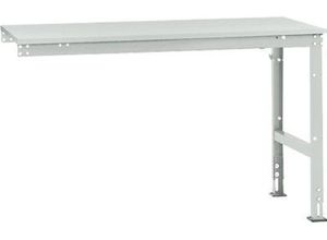 4045916000931 - AU60517035 Arbeits-Anbautisch UNIVERSAL Standard mit Melaminplatte BxTxH = 1500 x 800 x 760-870 mm Lichtgrau (RAL 7035)