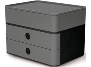 4012473110045 - Schubladenbox Smart-Box Plus Allison 1100-19 DarkGrey GraniteGrey 2 Schubladen geschlossen mit Utensilienbox 4012473110045 HAN