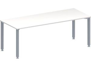 4251898816518 - Genius Konferenztisch MODENA FLEX Rechteck 4-Fuß Quadratrohr B 2000 x T 800 x H 720-840 mm weiß weißaluminium RAL 9006
