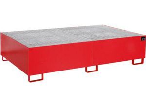 4052462031043 - eurokraft pro Regal-Bodenwanne 1000 l Auffangvolumen LxBxH 2150 x 1300 x 505 mm mit Gitterrost rot lackiert