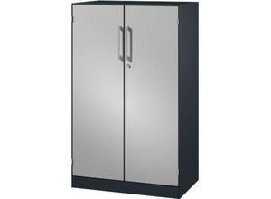 4060061146082 - Flügeltürenschrank ASISTO Höhe 1292 mm Breite 800 mm 2 Fachböden schwarzgrau weißaluminium C+P