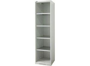 4051273793492 - Genius Regalschrank FS Stahl mit Belüftungslöchern B 545 x T 620 x H 1950 mm 5 OH Lichtgrau bis 250 kg
