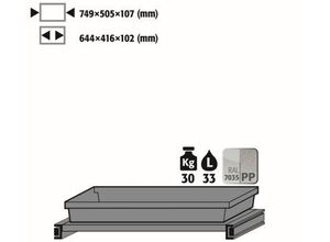 4250101139222 - Tablarauszug Abz für asecos Chemikalienschränke der CS und CX Serie Stahlblech Polypropylen lichtgrau B 749 x T 505 x H 107 mm 22 l bis 30 kg