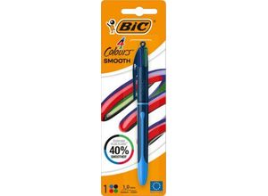 3086123763241 - BIC 4 Colours Smooth Vierfarbkugelschreiber mit 40 % weicherer Tinte 1 Stück im Blister Schaftfarbe Drop-Blau
