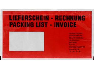 4250510909249 - Dokumententasche Debatin DEBAPAC® PCR Lieferschein Rechnung DIN lang selbstklebend PCR-Polyethylen rot 250 Stück