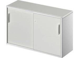 4051273737328 - Genius Beistellschrank TETRIS SOLID 2 OH in Schreibtischhöhe B 1200 mm 25 mm Abdeckplatte lichtgrau weißalu