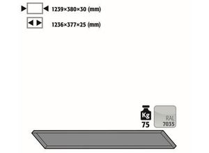 4250101138874 - Fachboden Standard für asecos Druckgasflaschenschränke Stahlblech lichtgrau B 1239 x T 380 x H 30 mm bis 75 kg