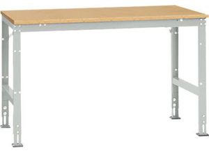 4045916093872 - AU40657035 Arbeits-Grundtisch UNIVERSAL Standard mit Multiplexplatte BxTxH = 1500 x 1000 x 760-870 mm Lichtgrau (RAL 7035)