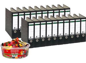 4251898827330 - LEITZ® Ordner 1080 + 750 g HARIBO Color-Rado Party-Box DIN A4 Rückenbreite 80 mm 20 Stück schwarz