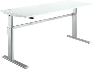 4250510870990 - Schreibtisch Standard elektrisch höhenverstellbar Rechteck C-Fuß B 1800 x T 800 x H 725-1185 mm lichtgrau weißaluminium RAL 9006