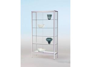 4260222862268 - Standvitrine BST Brandschutzklasse B1 5 Fächer abschließbare Schiebetüren B 480 x T 500 x H 1950 mm Aluminium Glas silber
