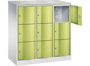 4063332941034 - Schließfachschrank Resisto 3 Abteile 9 Fächer B 1148 x T 540 x H 1255 mm Lichtgrau Anthrazitgrau