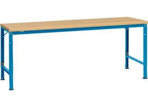 4045916147162 - AU71255012 Arbeits-Grundtisch UNIVERSAL Spezial mit Multiplexplatte BxTxH = 2000 x 1000 x 722-1022 mm Licht-Blau (RAL 5012)