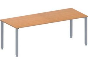4251898816457 - Genius Konferenztisch MODENA FLEX Rechteck 4-Fuß Quadratrohr B 2000 x T 800 x H 720-840 mm Buche weißaluminium RAL 9006