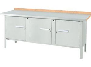 4051273777522 - Kastenwerkbank Select PWi 200-3 ESD Buche-Multiplexplatte mit Stahlabdeckung bis 750 kg B 2000 x T 700 x H 840 mm Lichtgrau