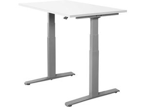 4250510813874 - Select Schreibtisch SET UP elektrisch höhenverstellbar Rechteck T-Fuß B 1200 x T 800 x H 645-1290 mm weiß weißaluminium