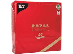 4002911216071 - Servietten Royal Collection 5 x 50 Stück 1 4-Falz Stoffoptik 400 x 400 mm Papier rot