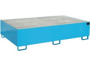 4052462031050 - eurokraft pro Regal-Bodenwanne 1000 l Auffangvolumen LxBxH 2150 x 1300 x 505 mm mit Gitterrost blau lackiert