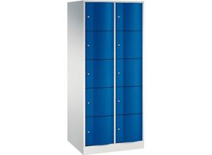 4025314714708 - C+P XL-Schließfachschrank Resisto H1950xB772xT640 Korpus Lichtgrau Türen Viridingrün 2 Abteile 10 Fächer