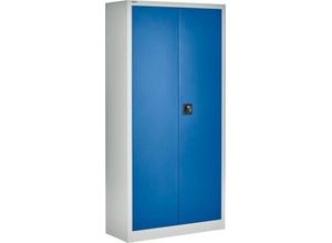 4051273635259 - Select Materialschrank abschließbar 4 verzinkte Böden 5 OH B 950 x T 400 x H 1935 mm Stahl lichtgrau enzianblau