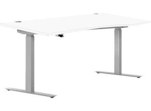 4250510830888 - Schreibtisch ERGO DRIVE ED 470 elektrisch höhenverstellbar Freiform Ansatz rechts T-Fuß B 1800 x T 1000 800 x H 692-1147 mm weiß weißalu