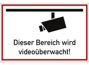 4060081000999 - moedel Hinweisschild „Dieser Bereich wird videoüberwacht!“ L 200 x B 300 mm Kunststoff rot-schwarz-weiß