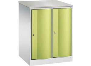 4064615385279 - Garderobenschrank Resisto 2 Abteile 2 Fächer B 772 x T 640 x H 1077 mm Lichtgrau Clowngrün