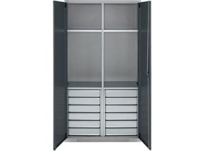 4051273793102 - Genius Materialschrank FS 5 OH abschließbar 4 Fachböden 12 Schübe bis 450 kg B 1055 x T 520 x H 1950 mm Stahl weißalu anthrazitgrau
