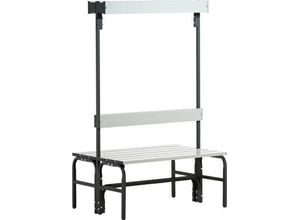 4030426148327 - Umkleidebank Edelstahlrohr Alu doppelt mit Garderobenteil 1015 mm breit anthrazit