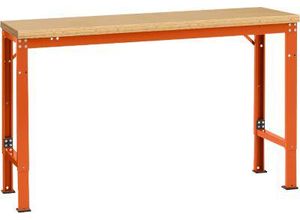 4045916146448 - AU70552001 Arbeits-Grundtisch UNIVERSAL Spezial mit Multiplexplatte BxTxH = 1500 x 800 x 722-1022 mm Rotorange (RAL 2001)