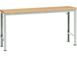 4045916001129 - AU70857035 Arbeits-Grundtisch UNIVERSAL Spezial mit Multiplexplatte BxTxH = 1750 x 800 x 722-1022 mm Lichtgrau (RAL 7035)