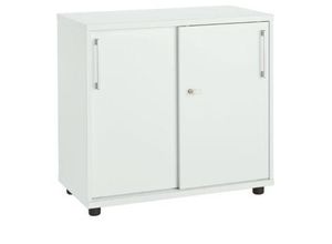 4251898812152 - Select Anstellschiebetürenschrank aus Holz 2 Fachböden B 800 mm x T 421 x H 750 mm lichtgrau