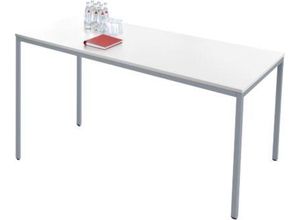 4251898823479 - Pure Stahlrohrtisch Rechteck Quadratrohrfuß B 1600 x T 700 x H 720 mm weiß weißaluminium