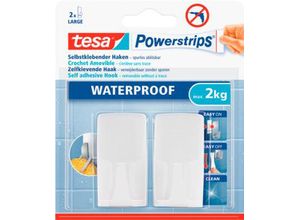 4042448175182 - tesa Powerstrips Haken Wave für Feuchträume hält Gegenstände bis 2 kg 2er-Set