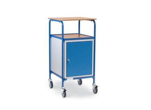 4017976558356 - fetra® Rollpult mit Schrank 4 Lenkrollen Flügeltür 3 Böden Schreibfläche 605 x 591 mm