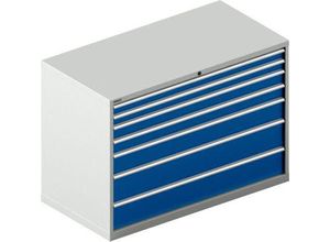 4051273687845 - Select Schubladenschrank WSK 78–36 E Stahl 7 Schübe 75 kg Traglast B 1431 mm x T 725 mm x H 1000 mm lichtgrau enzianblau