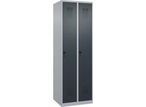 4068427630428 - Kleiderspind Evolo Plus 2 Abteile Anschlag rechts Sicherheits-Drehriegel Soft-Anschlag B 600 x T 500 x H 1850 mm weißaluminium anthrazitgrau