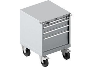 4051273652577 - Schubladenschrank mit Rollen WSK 27-27 4 Schübe bis 75 kg B 564 x T 572 x H 770 mm weißaluminium weißaluminium