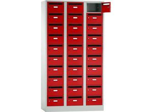 4250618250229 - Postverteilerschrank mit Einwurfschlitz 3 Abteile Sicherheitszylinderschloss feuerrot