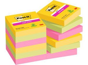 4064035065744 - POST-IT Haftnotizen Super Sticky Notes Carnival 622-6SS-CARN 48 x 48 mm wiederablösbar cellophanfrei verpackt farbig 12 x 90 Blatt