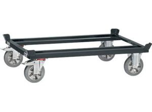 4017976655284 - Paletten-Fahrgestell Stahl bis 1050 kg anthrazitgrau Polyamid-Bereifung mit Feststeller